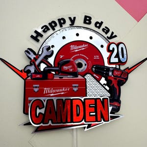 Tools Cake Topper: Father's Day, Craftsman Theme, Milwaukee Works , Dad ...