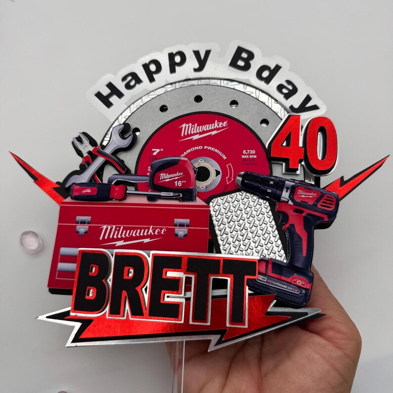 Tools Cake Topper: Father's Day, Craftsman Theme, Milwaukee Works , Dad ...