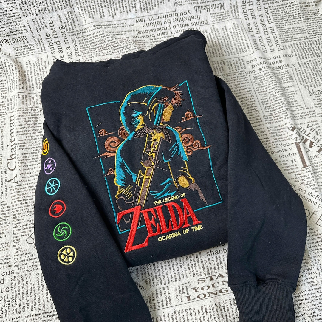Legend of Zelda Link Embroidered Sweatshirt, Master Sword Design ...