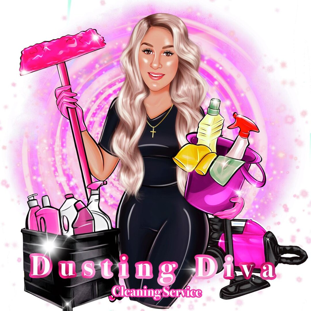 House Chores Logo, Cleaning Cartoon Logo Portrait, Cleaning Business ...