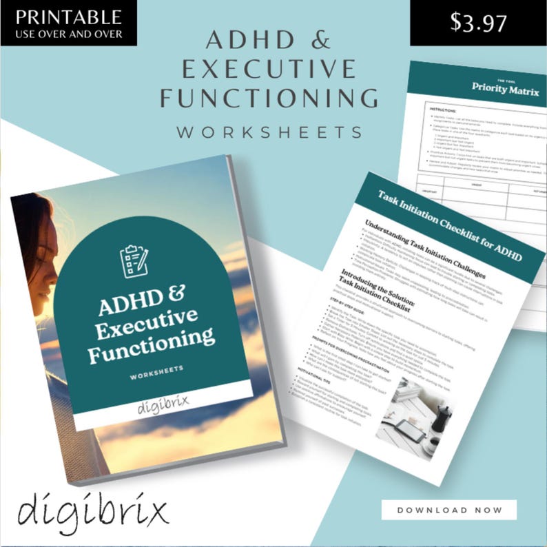 ADHD & Executive Functioning Worksheets - Etsy