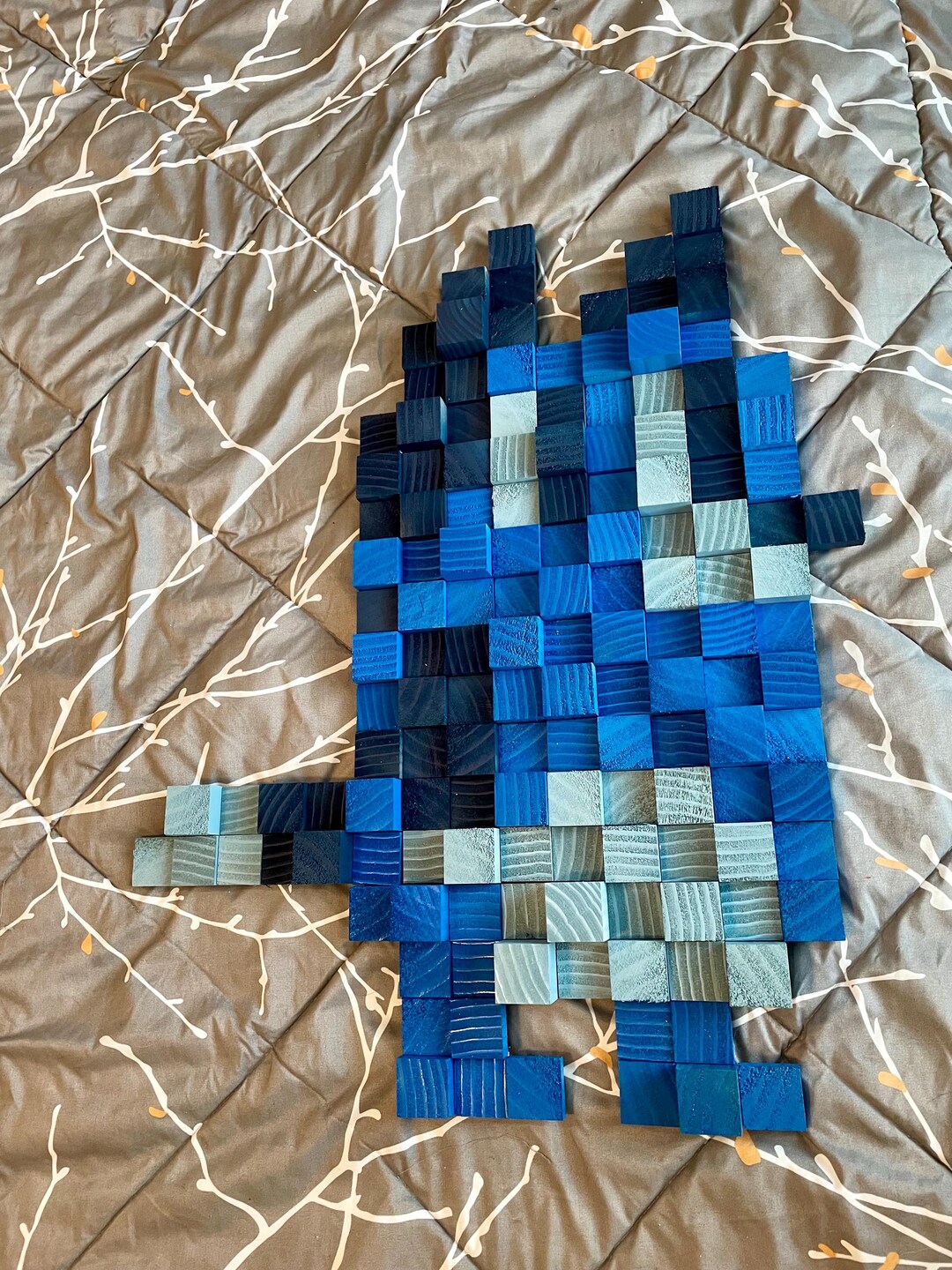 Handmade Wood Pixel Art Bluey | 24x27 | Fun Cartoon-inspired Wall Art ...