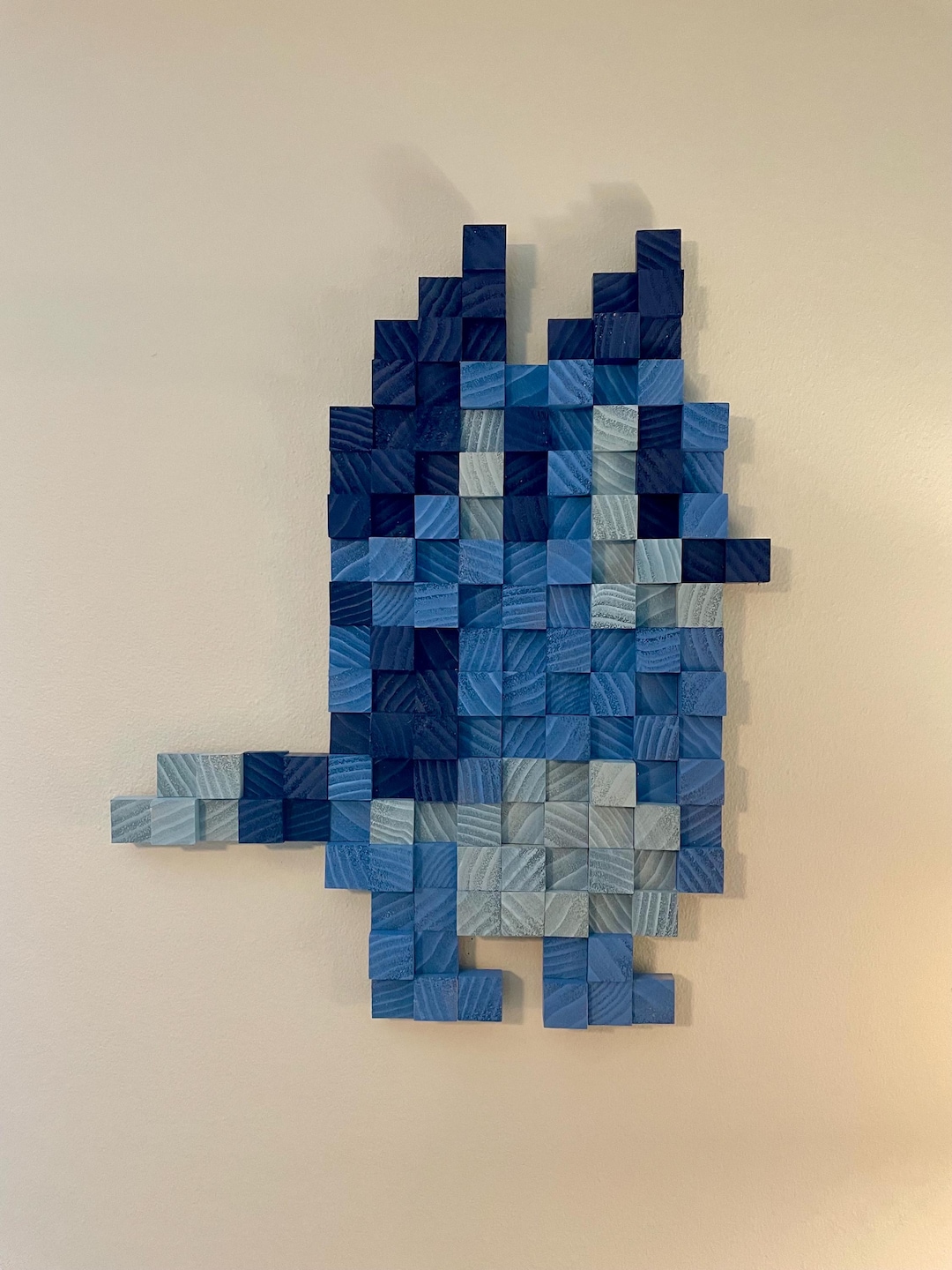 Handmade Wood Pixel Art Bluey | 24x27 | Fun Cartoon-inspired Wall Art ...