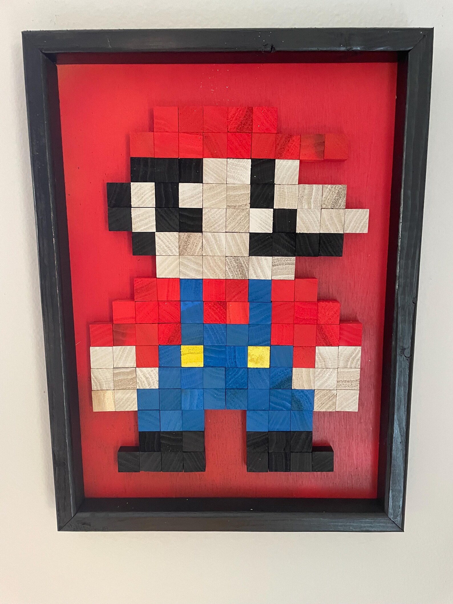 Handmade Framed Mario Wood Pixel Art - 12"x16" | Retro Gaming Decor - Etsy