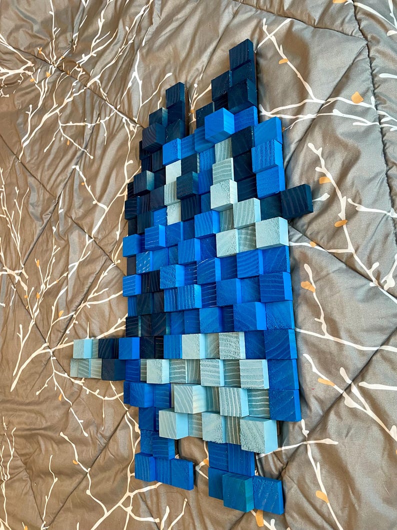 Handgefertigtes Holzbild Bluey Pixel Art | 24x27 | Lustige Cartoon ...