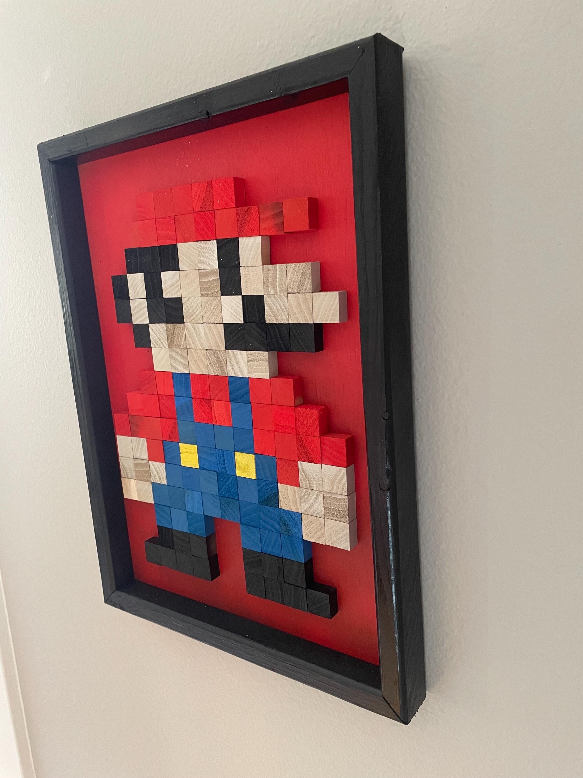 Handmade Framed Mario Wood Pixel Art - 12"x16" | Retro Gaming Decor - Etsy