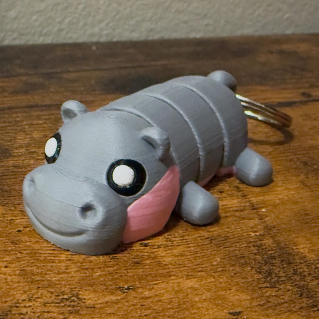 Moo-deng Articulated Fidget Keychain | Adorable Stress Relief & Viral ...