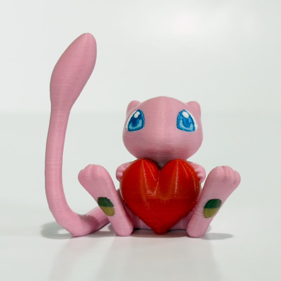 Mew 3d-printed Figurine With Valentine’s Charm & Pokémon Collectibles ...