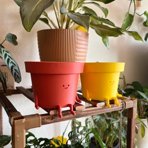 Charming Happy Face 3D Printed Flower Pot With Legs – Bright Colors ...