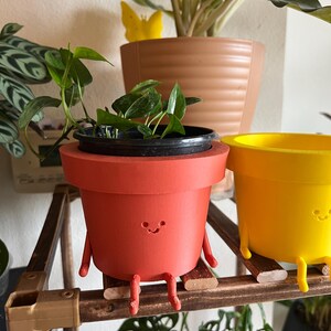 Charming Happy Face 3D Printed Flower Pot With Legs – Bright Colors ...