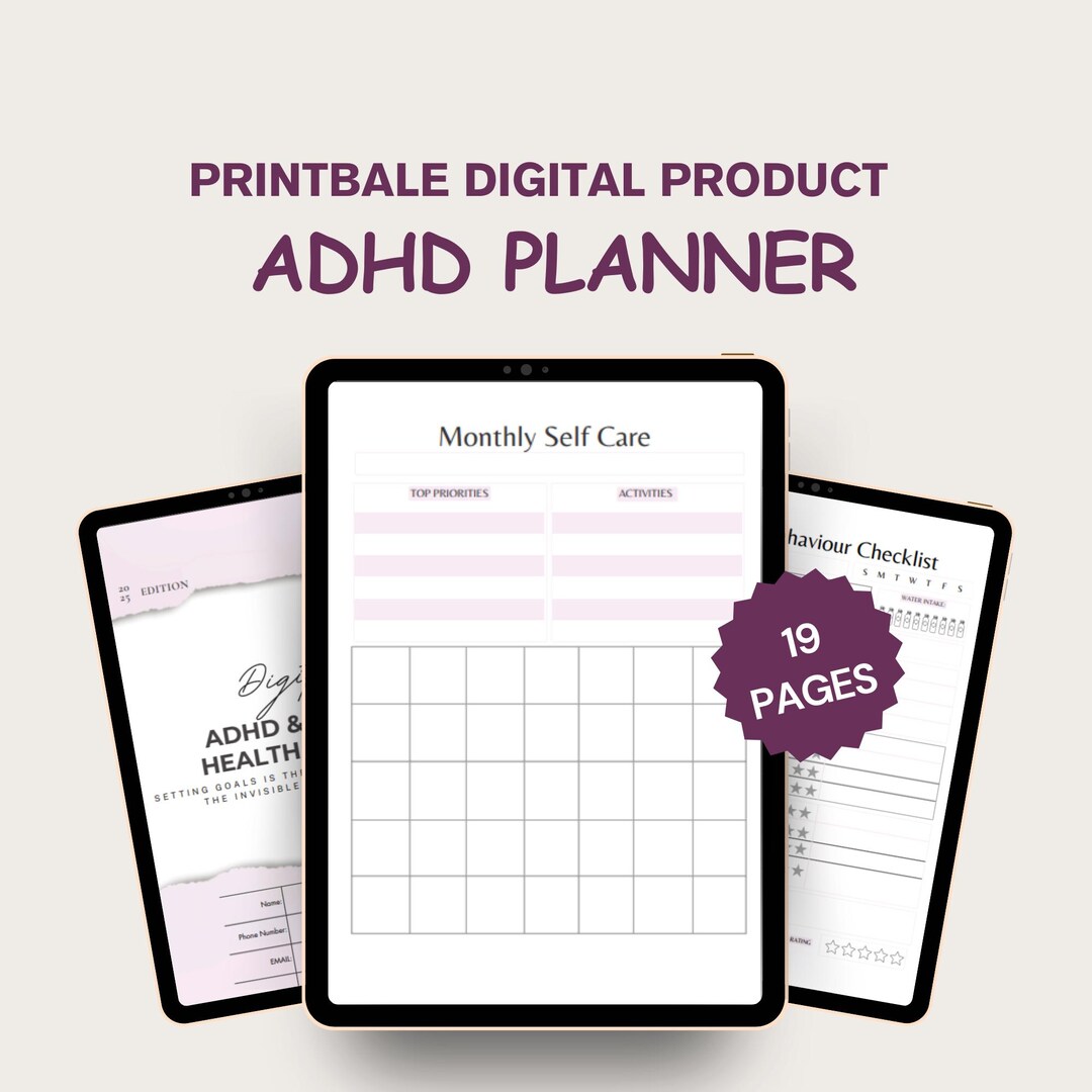 ADHD Planner | 19-page Printable Organizer | Focus & Productivity ...