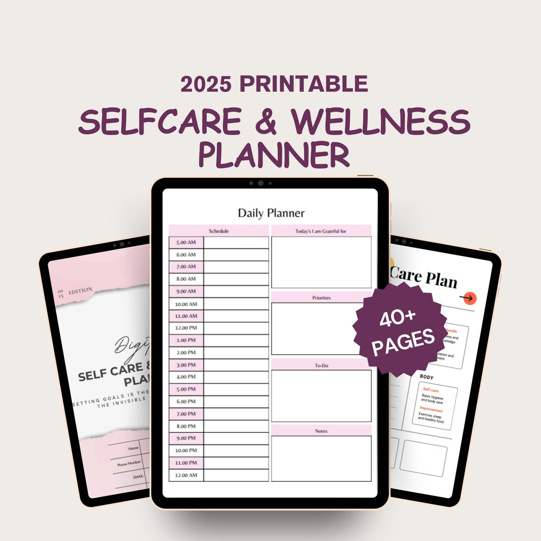 2025 Self-care & Wellness Planner | Digital Printable Planner | Mental ...