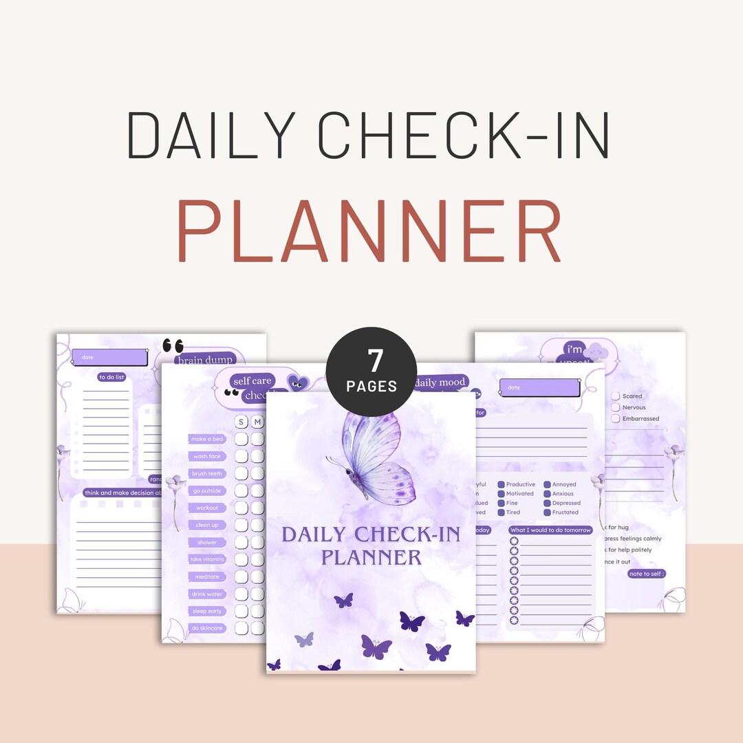 Daily Check-in Planner | Mood and Wellness Tracker | 5x7 in | Self ...