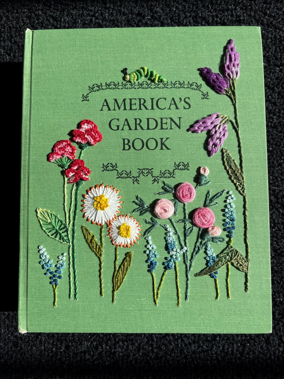 Book Embroidery, Americas Garden Book, 3D Fiber Art, Embroidered Book ...