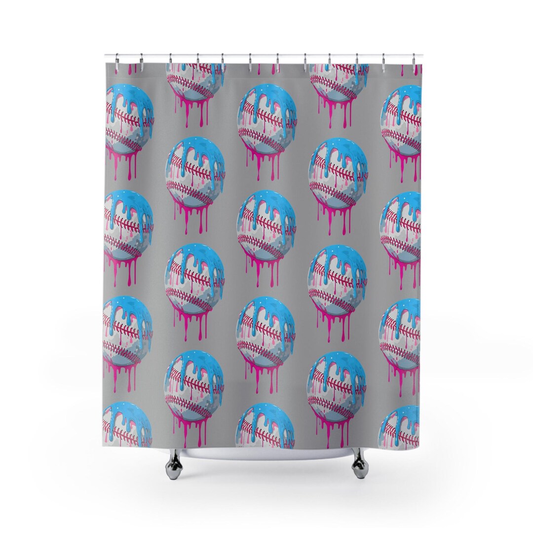 Baseball Drip Shower Curtains, Boys Bathroom Decor, Sports Themed ...