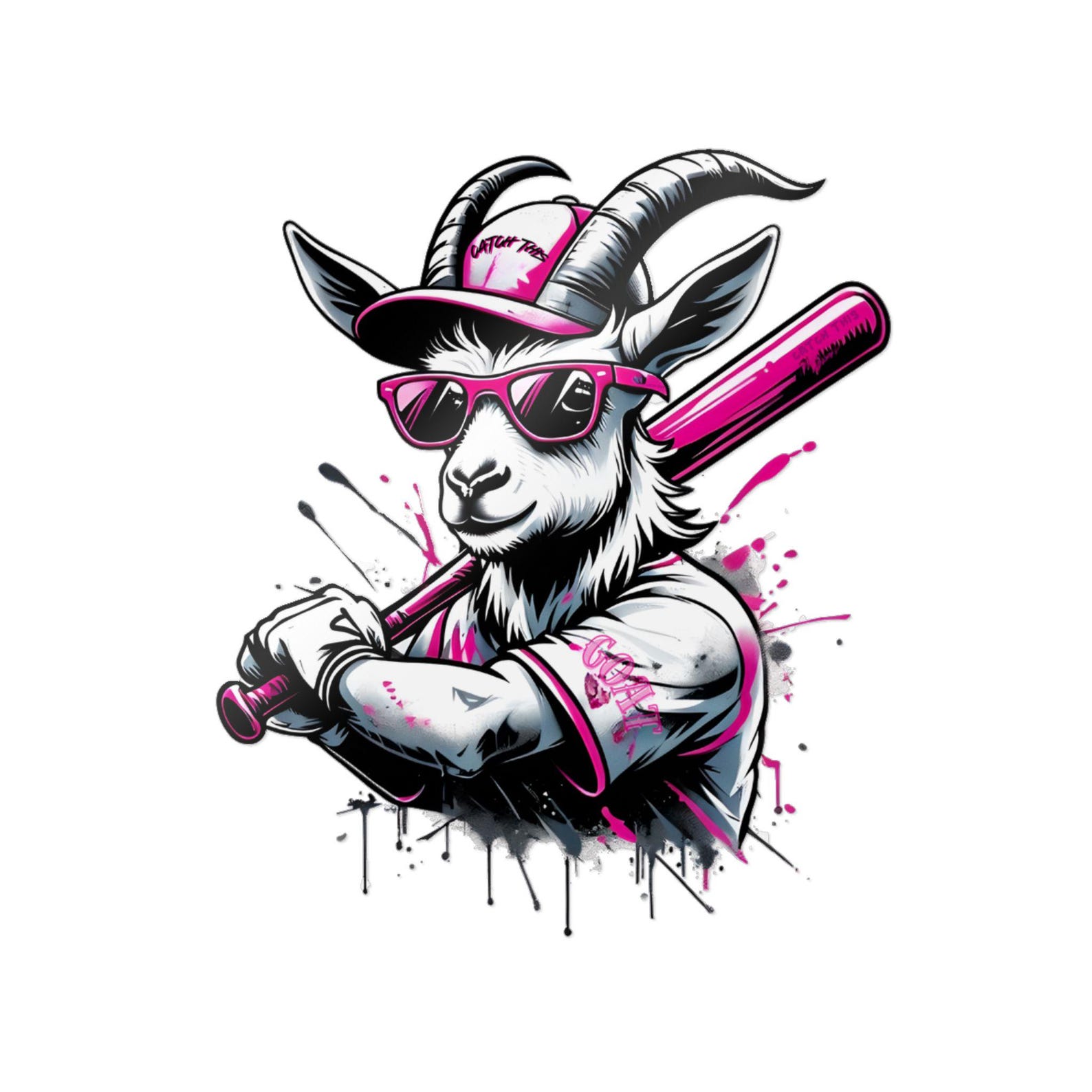 Goat Baseball Player UV DTF Sticker, GOATED Sports Decal - Etsy