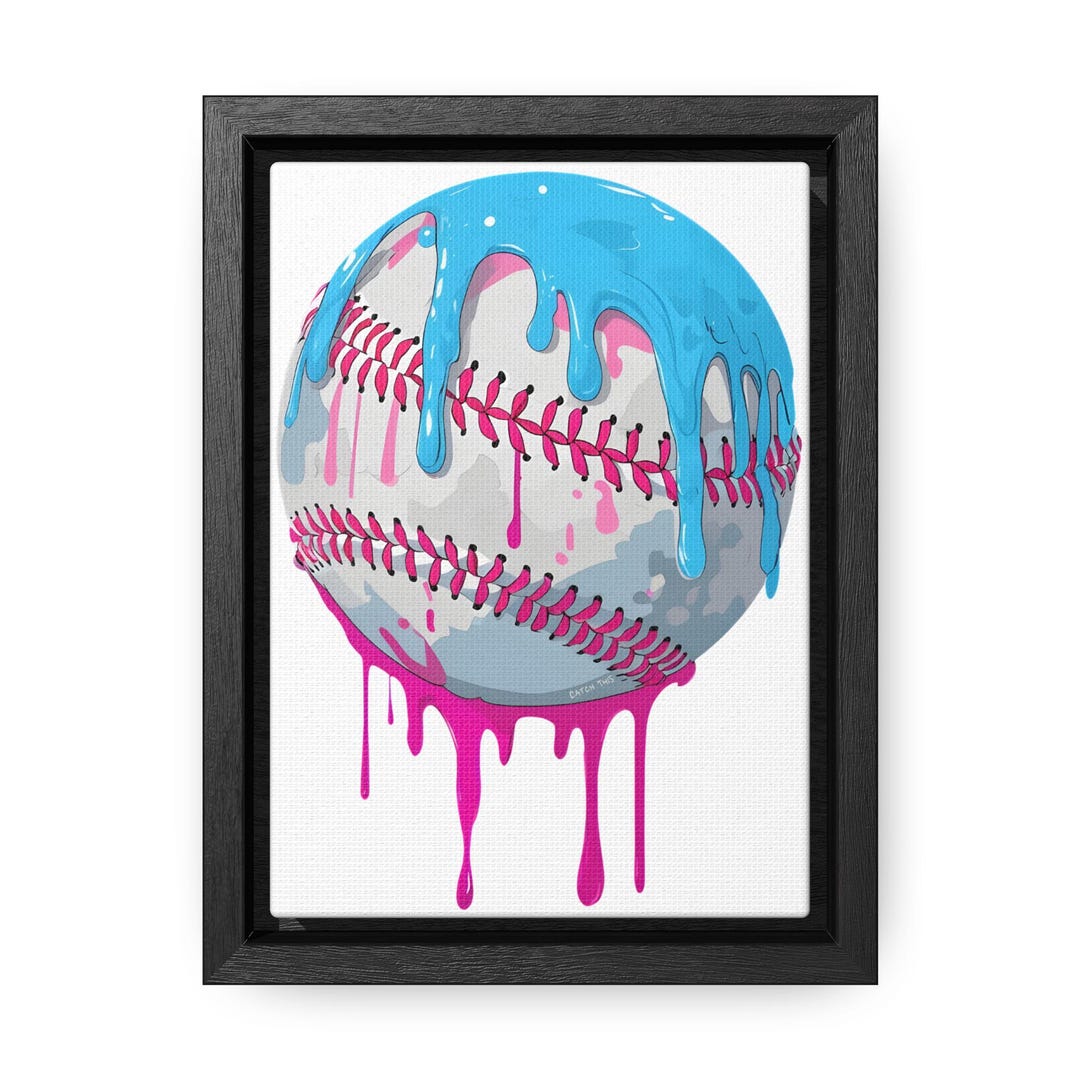 Drippy Baseball Canvas Wrap, Pink Blue Boys Room Decor - Etsy