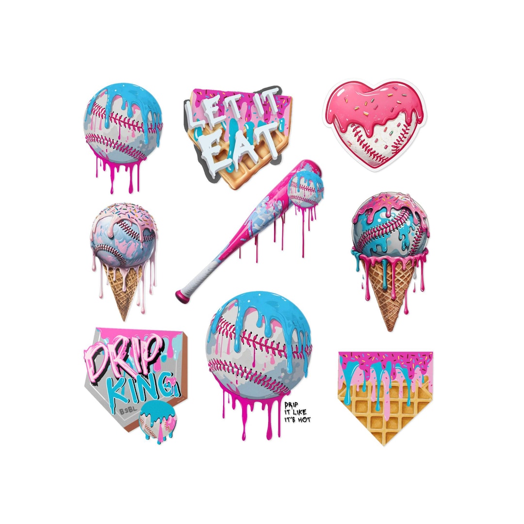 Drippy Baseball Sticker Set - Baseball Sticker Set, Water Bottle Decals ...