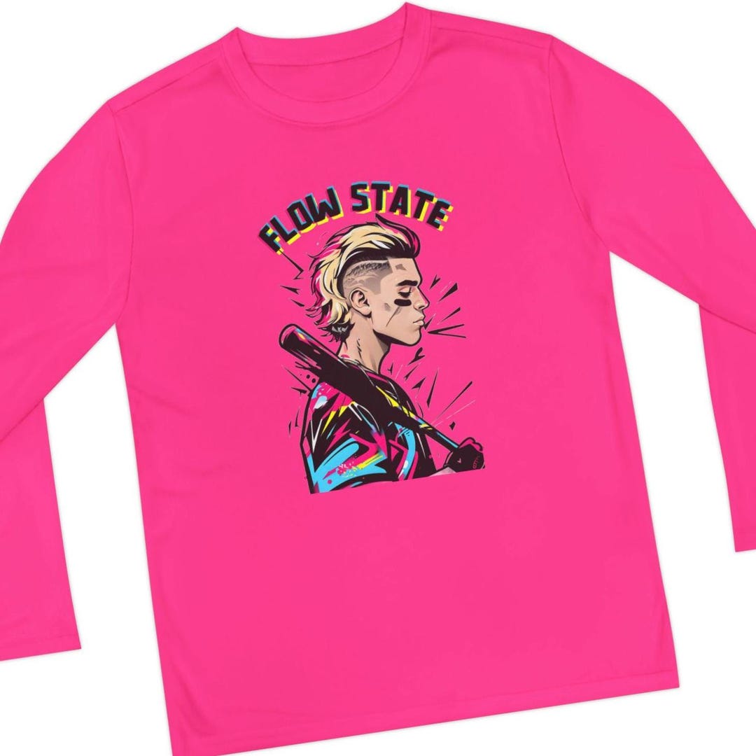 Baseball Mullet Youth Tee, Flow Mullet Shirt, Long Sleeve Performance ...