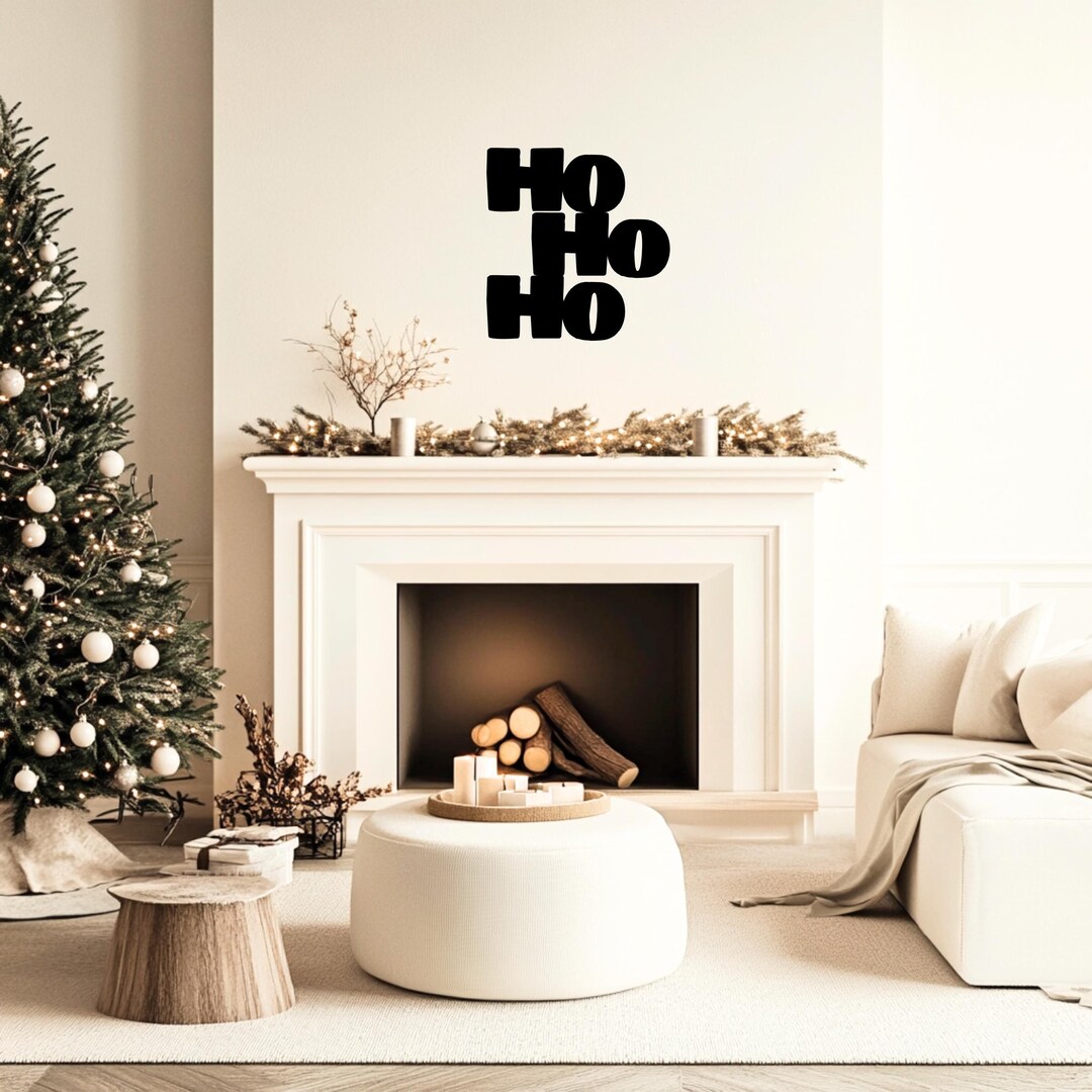 Ho Ho Ho Vertical Metal Wall Art, Santa Slogan Chimney Fireplace Decor ...