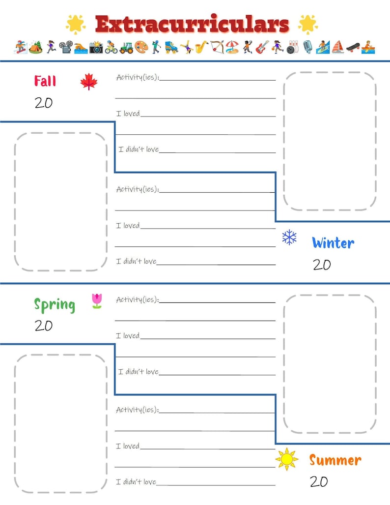 Extracurricular Activities Printable - Etsy
