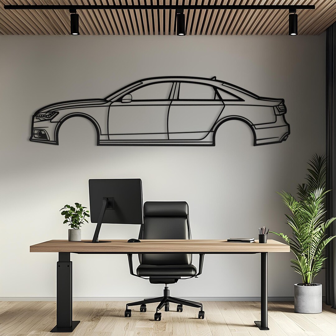 Metal Car Wall Art, Side View Car Silhouette, Automotive Garage Decor ...