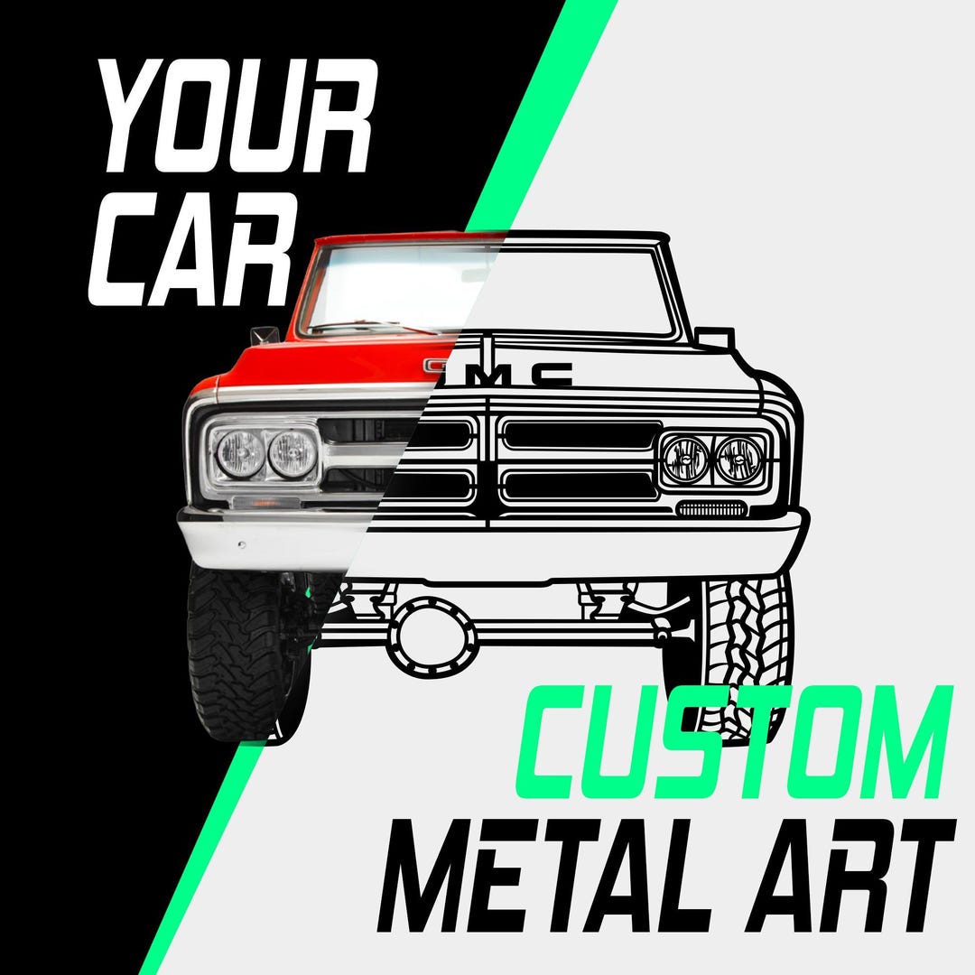 Custom Car Metal Wall Art From Photo, Personalized Front View Vehicle ...