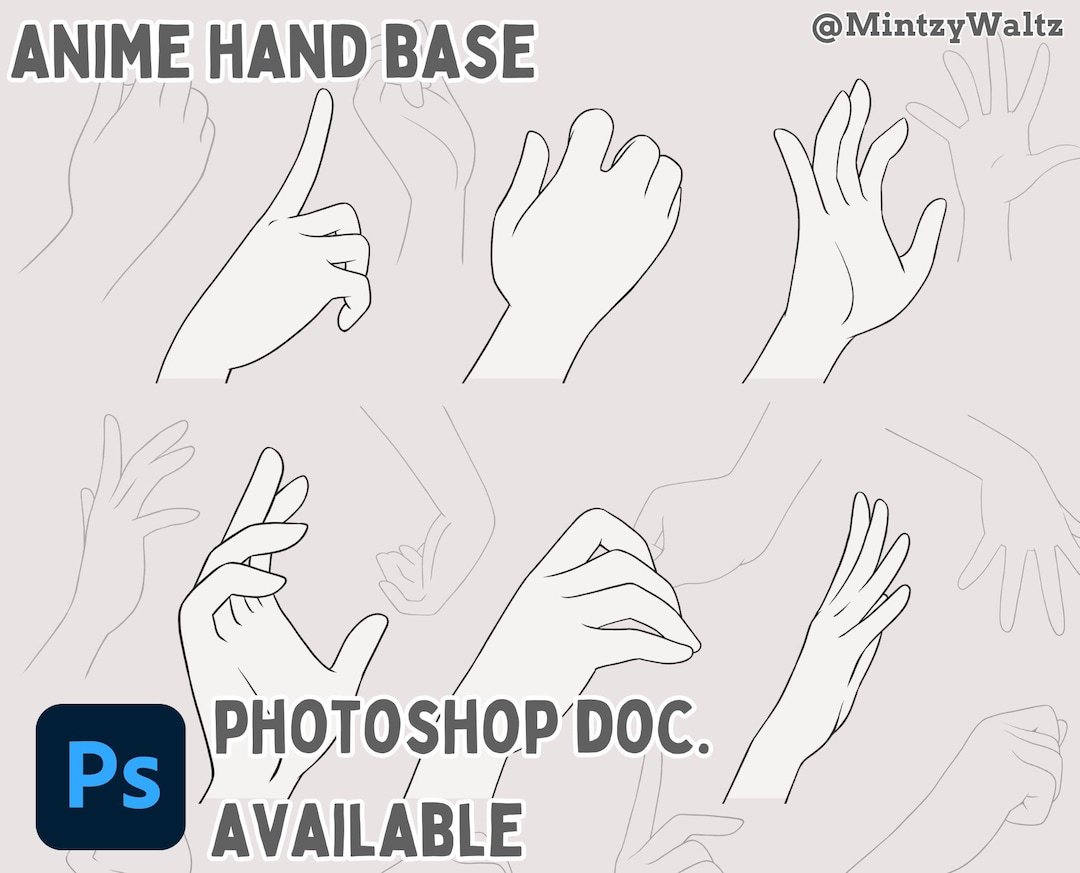 Anime Hand Base, Procreate Hand Stamps, 21 Hand Poses, Hand Stamps ...