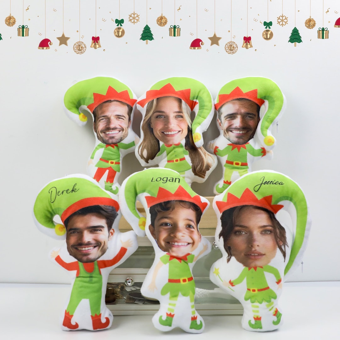 Custom Elf Face Pillow,personalized Name Photo Pillow, Christmas Elf ...