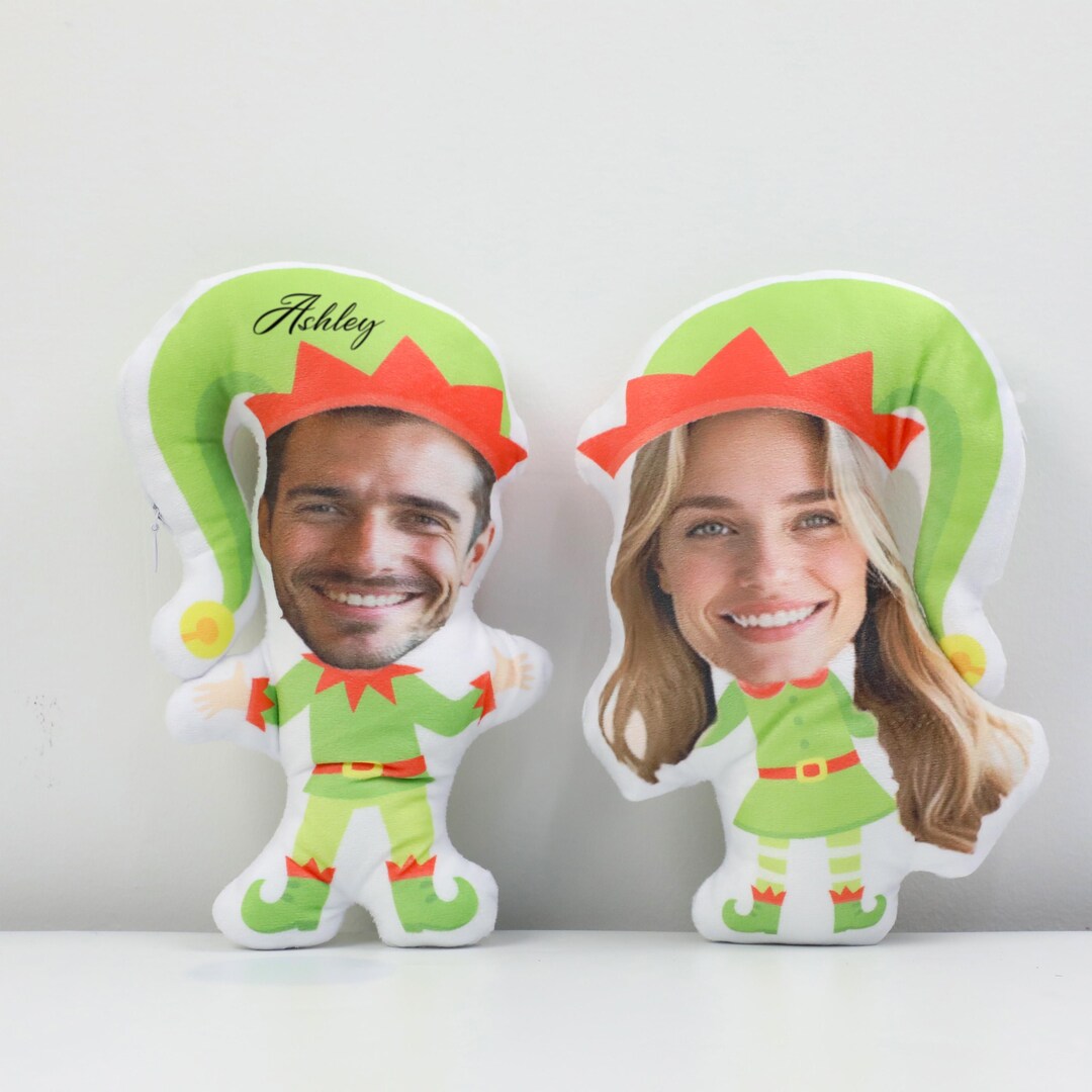 Personalized Name Photo Pillow, Custom Elf Face Pillow, Christmas Elf ...