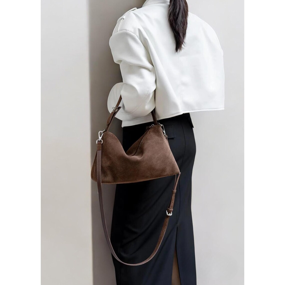 Suede Bag | Real Suede Tote Bag | Slouchy Bag | Large Suede Handbag ...
