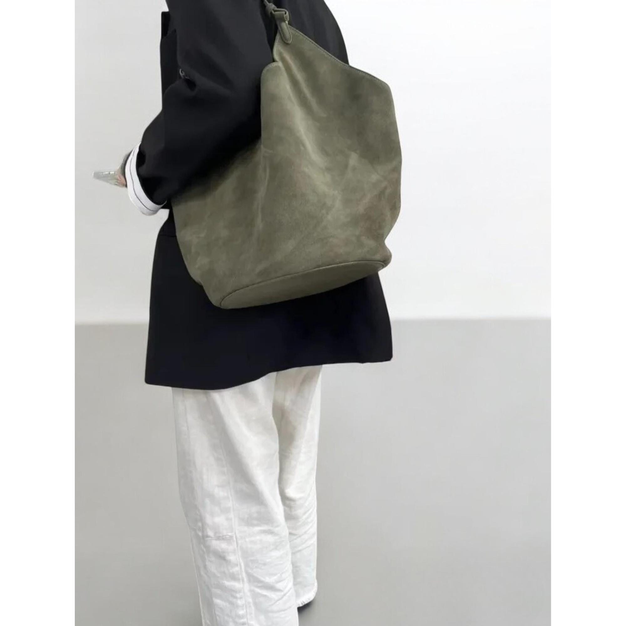 Suede Bucket Bag Leather Suede Handbag Large Suede Bag Real Suede Tote ...