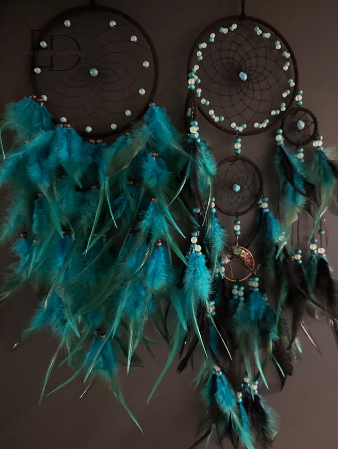 Blue Feather Dreamcatcher: Tree of Life Boho Decor - Etsy