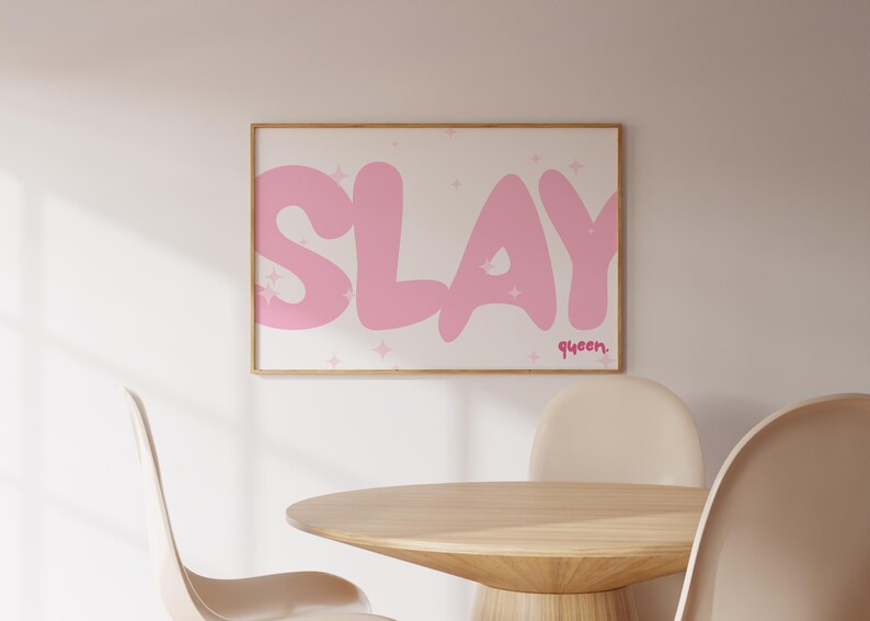 Slay Queen Poster Typography Inspirational Trendy Pastel Light Pink ...