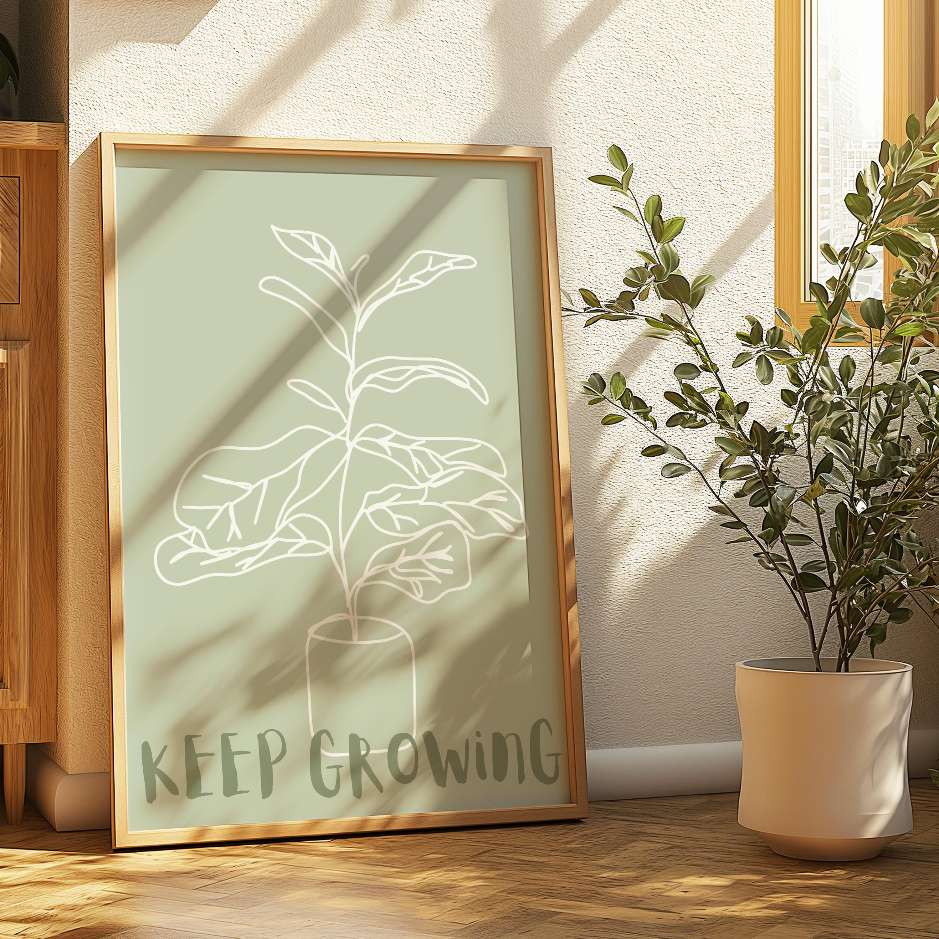 Keep Growing Inspirational Quote Wall Art Minimalist Flower Poster ...