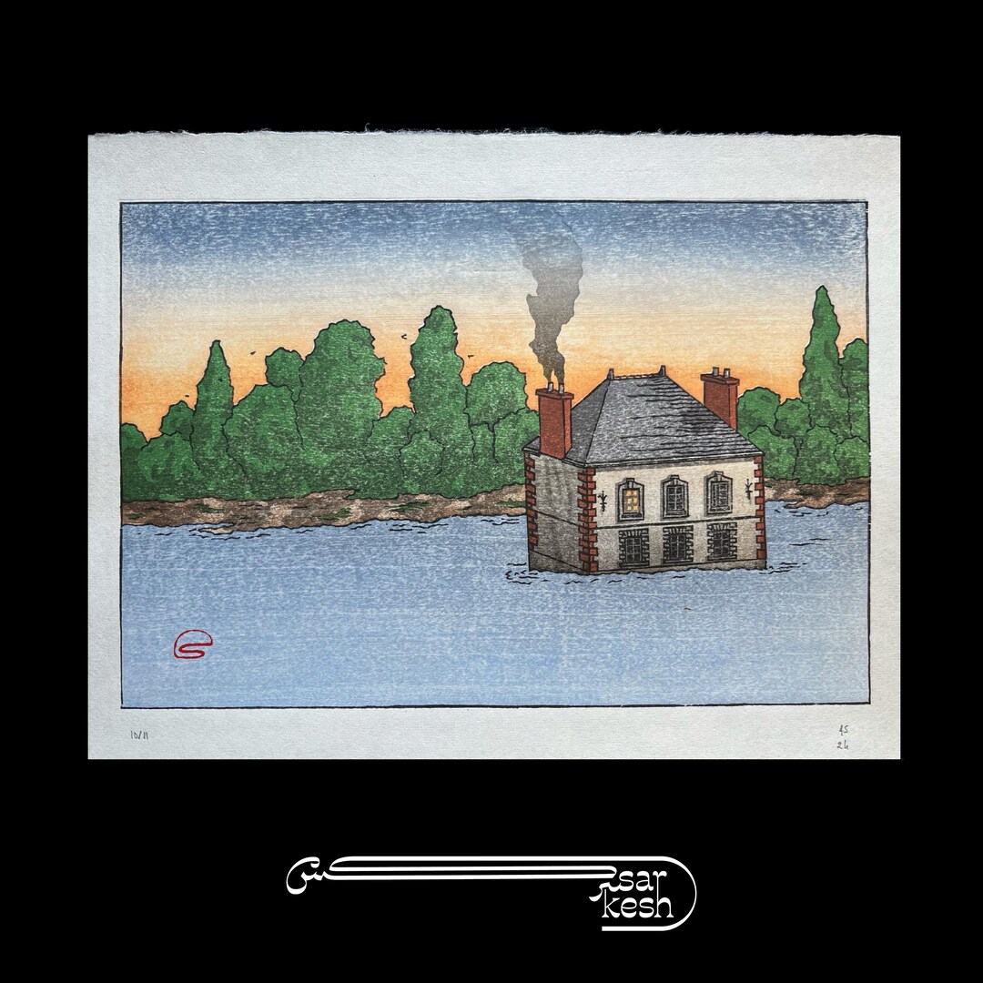 Japanese Woodblock Print - Sunken House, Architecture - Ukiyo-e, Hand ...