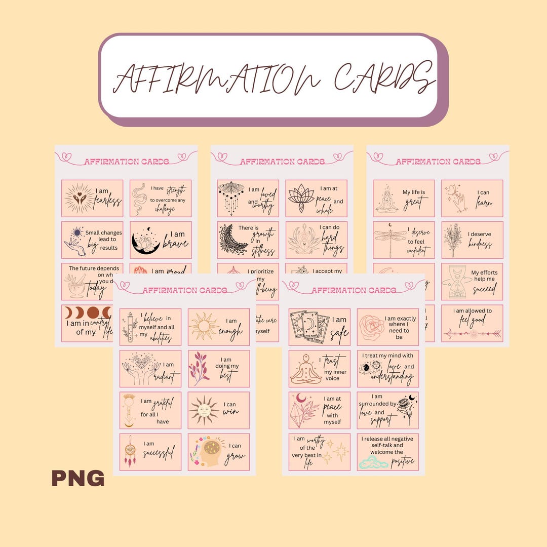 40 Cute Affirmation Cards, Printable Cards, Positive Quote Flash Cards ...