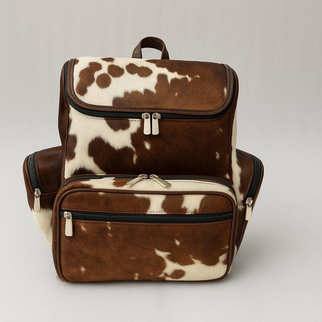 Tricolor Cowhide Backpack | Genuine Leather, Western Rucksack - Etsy
