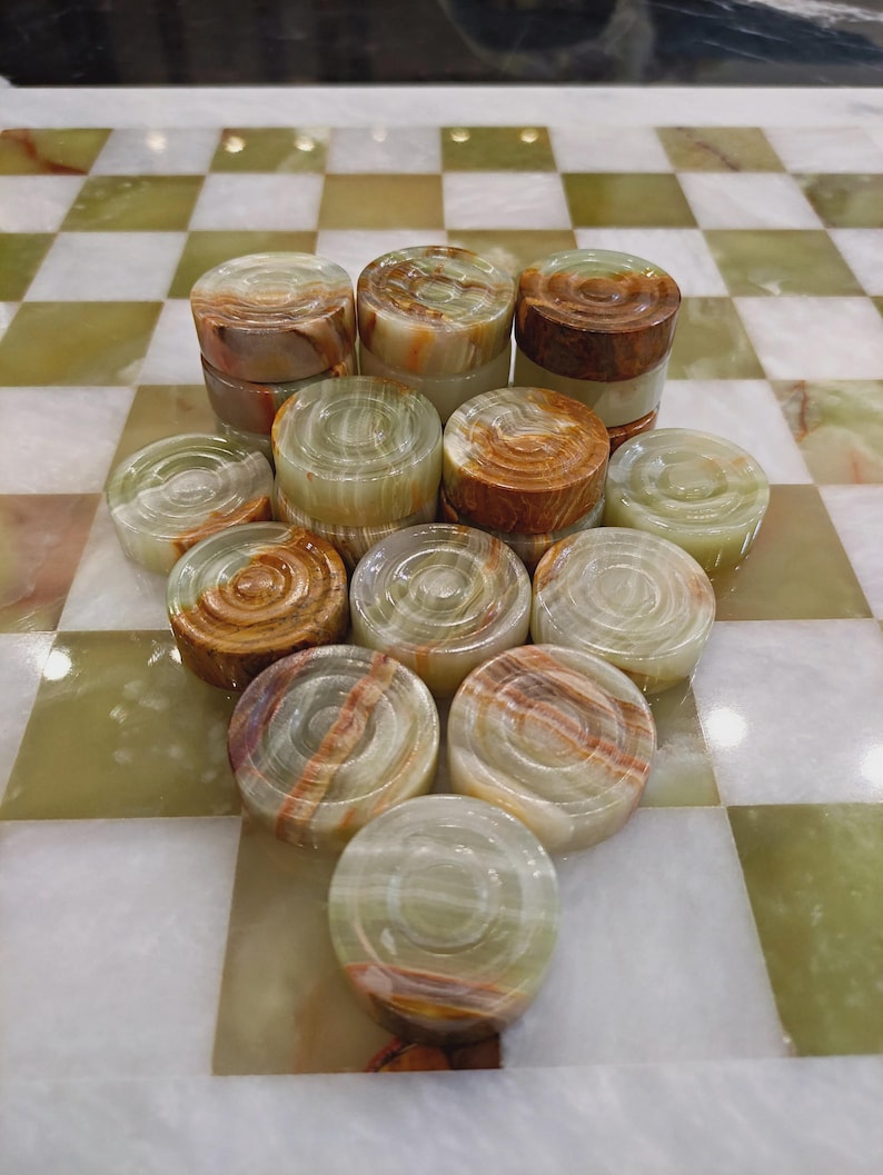 Handmade Marble Checker Pieces – Onyx Stone Set, Fits 15" Boards - Etsy