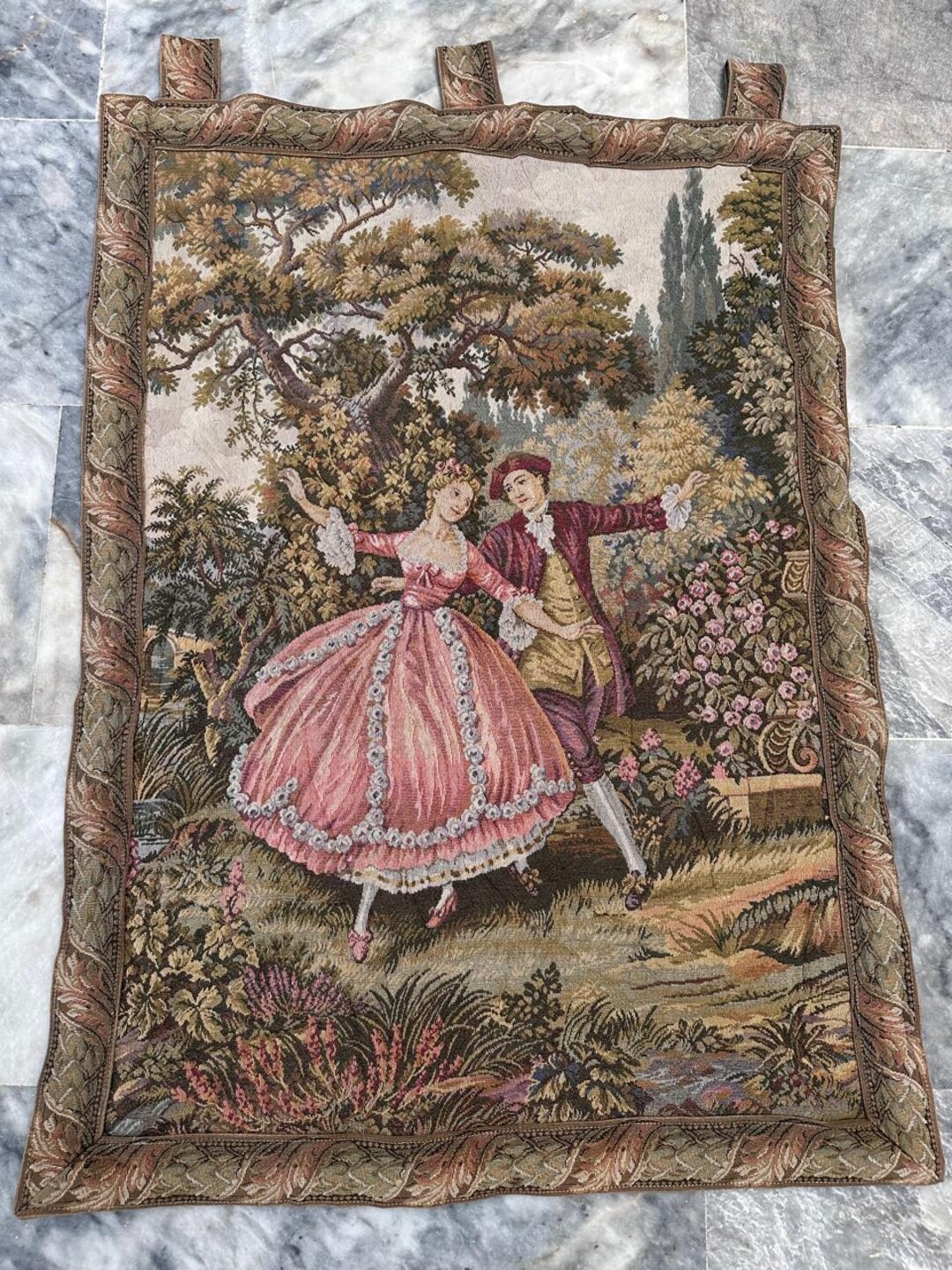 Antique Couples Victorian French Wall Tapestry Goblin Tapestry Wall