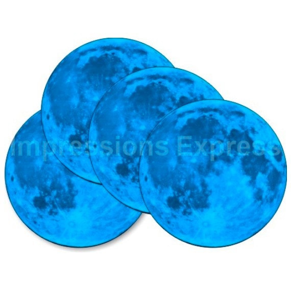 Blue Moon Round Coasters Set of 4 - Etsy