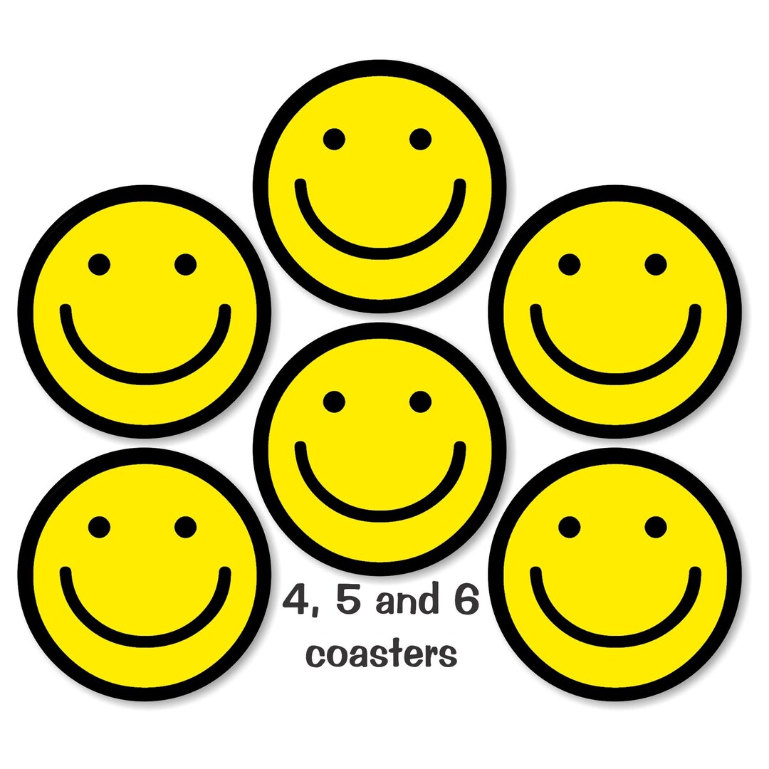 Smiley Face Glossy Round Cork Backed Coasters (sets of 4,5 or 6) - Etsy