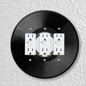 Vinyl Record Precision Laser Cut Duplex and Grounded Outlet Round Wall ...
