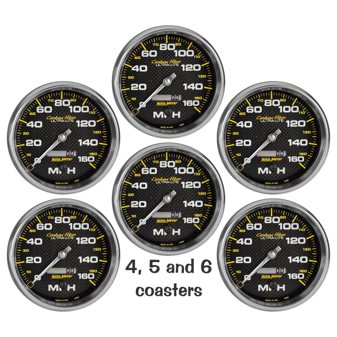 Car Speedometer Glossy Round Cork Backed Coasters (sets of 4,5 or 6) - Etsy