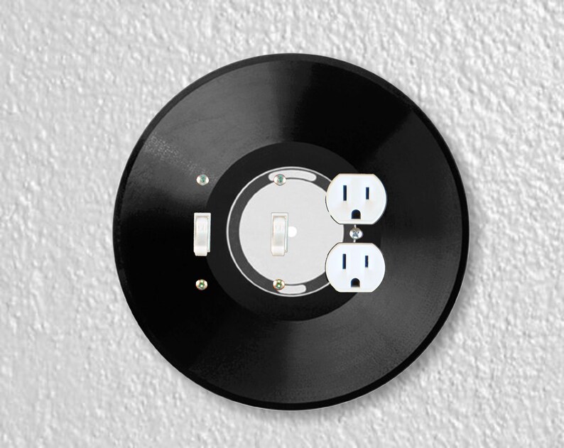 Vinyl Record Precision Laser Cut Duplex and Grounded Outlet Round Wall ...