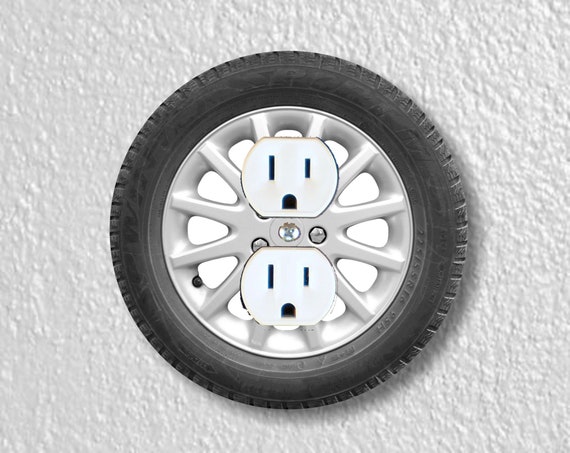 Car Wheel Precision Laser Cut Duplex and Grounded Outlet Round | Etsy