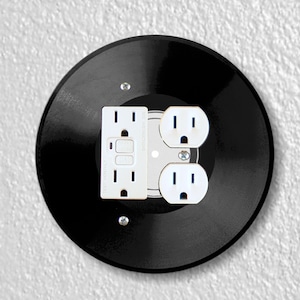 Vinyl Record Precision Laser Cut Duplex and Grounded Outlet Round Wall ...