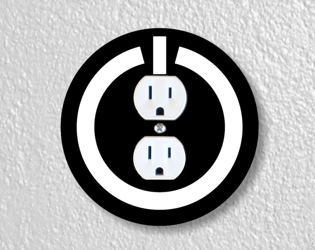 Power Button Precision Laser Cut Duplex and Grounded Outlet Round Wall ...