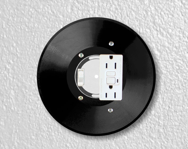 Vinyl Record Precision Laser Cut Duplex and Grounded Outlet Round Wall ...