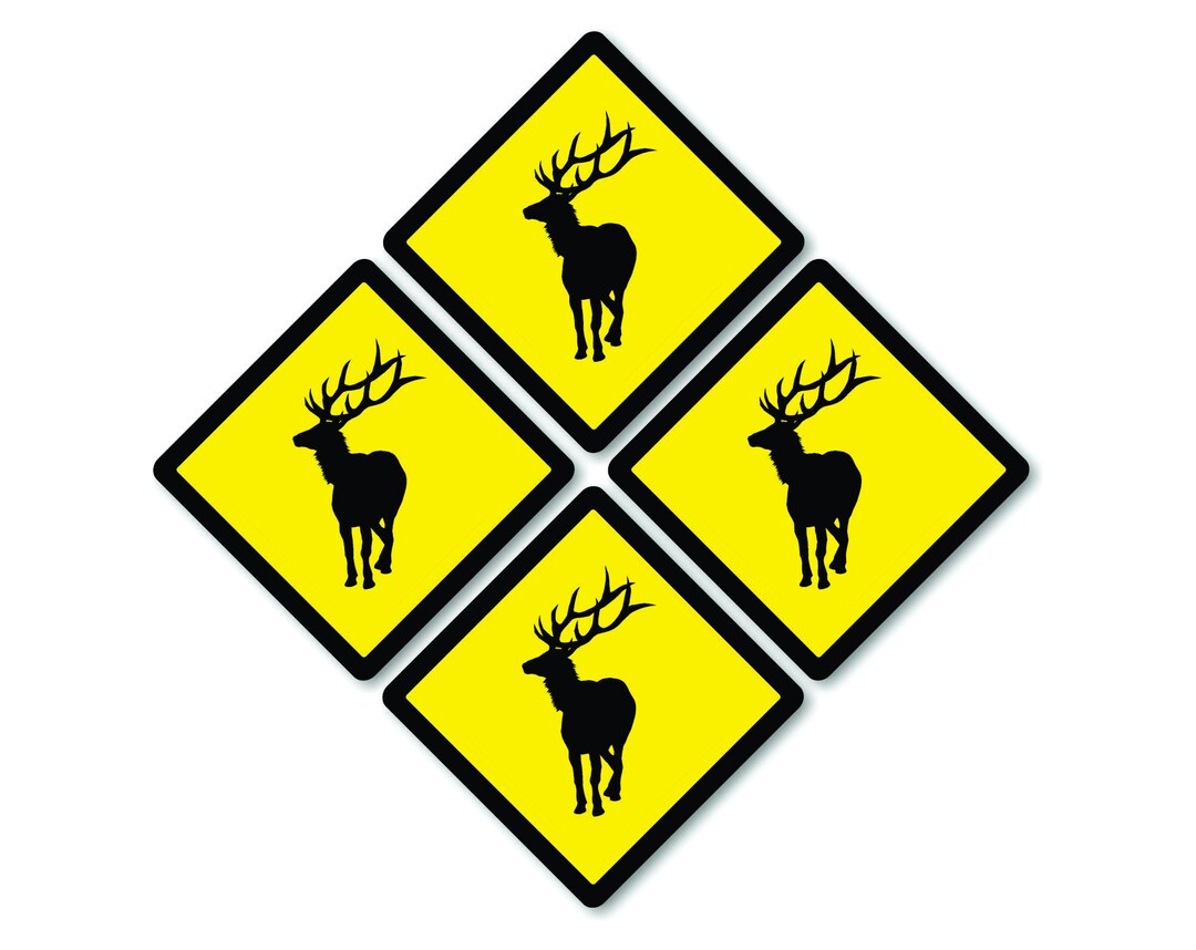 Elk Crossing Sign Coasters - Set of 4 - Etsy